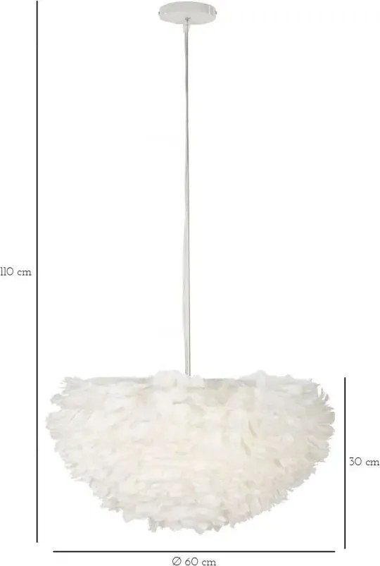 Závěsný lustr Feathry 60 cm bílý