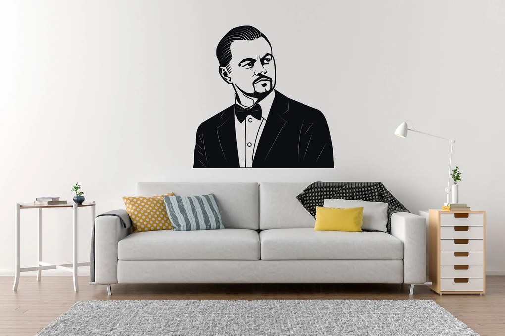 Samolepka na zeď Leonardo DiCaprio Barevná varianta: Tmavě šedivá, Velikost (šířka x výška): 90x90cm