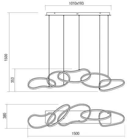 Redo 01-3393 - LED Stmívatelný lustr na lanku BIAS LED/120W/230V černá