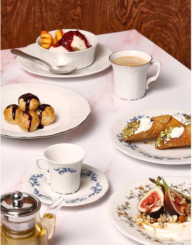 Bílý/modrý porcelánový podšálek ø 12 cm Retro – BonBistro