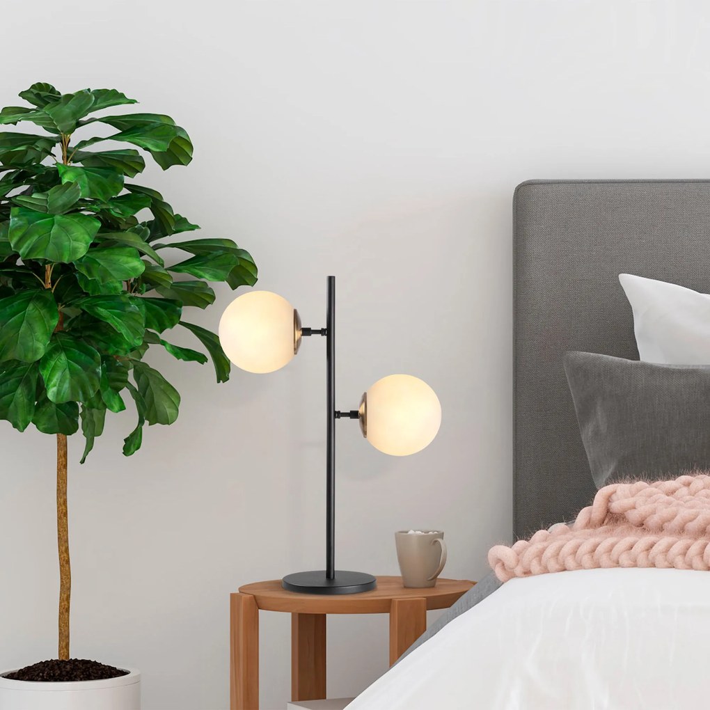 OPVIQ Stolní lampa FAZLI černá čiré sklo