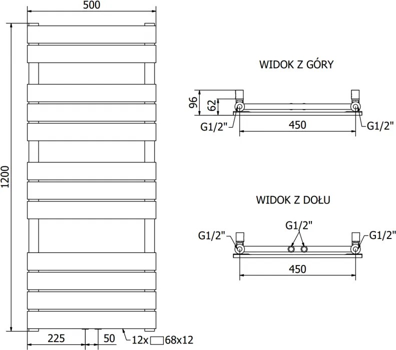Mexen Ceres, elektrické topné těleso 1200 x 500 mm, 600 W, černá, W111-1200-500-2600-70