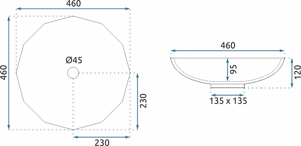 Rea Arctic Black, skleněné umyvadlo na desku 45x45x12,5 cm, černá, REA-U5068
