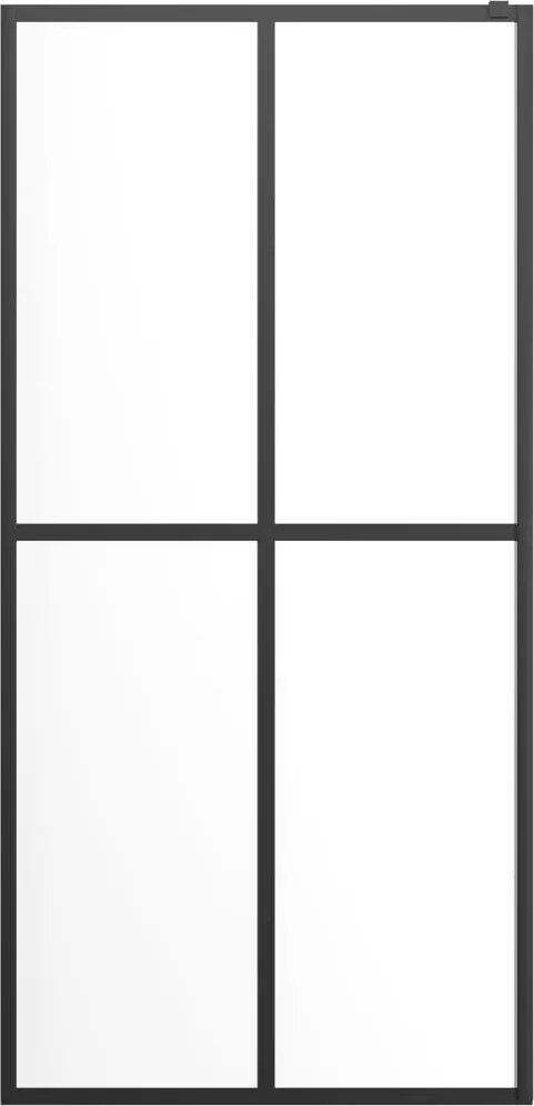 Zástěna do průchozí sprchy s policí černá 118x190 cm ESG/hliník 3185487