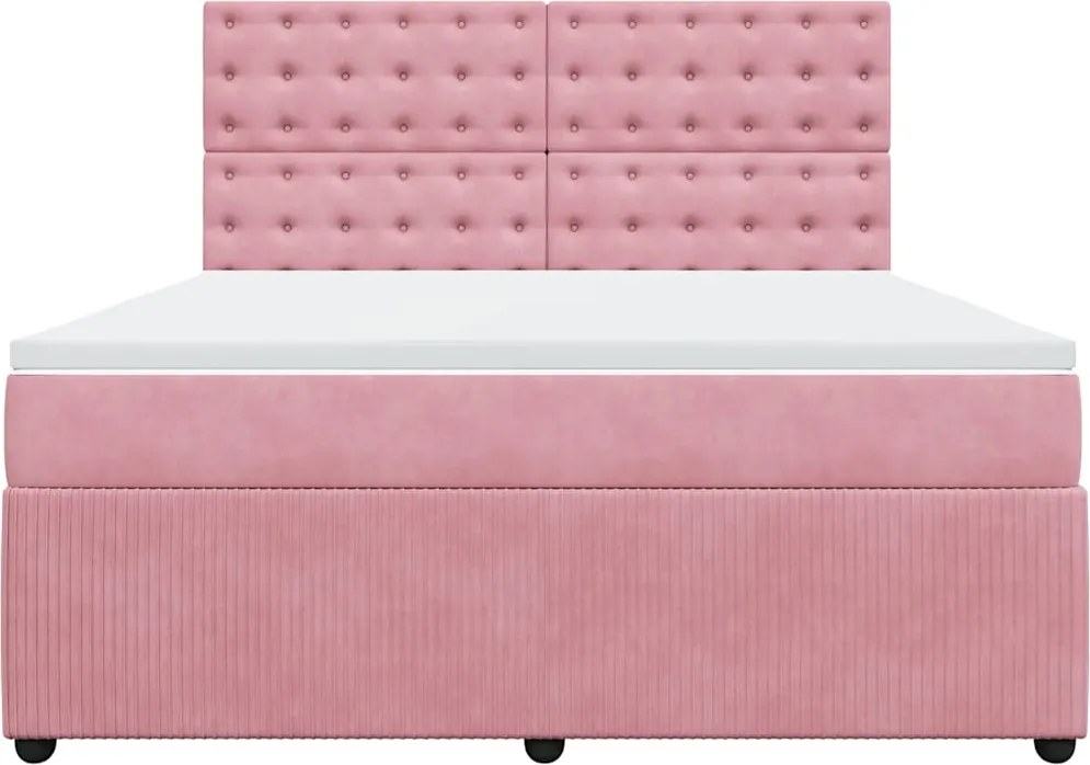Box spring postel s matrací růžová 180x200 cm samet 3294723