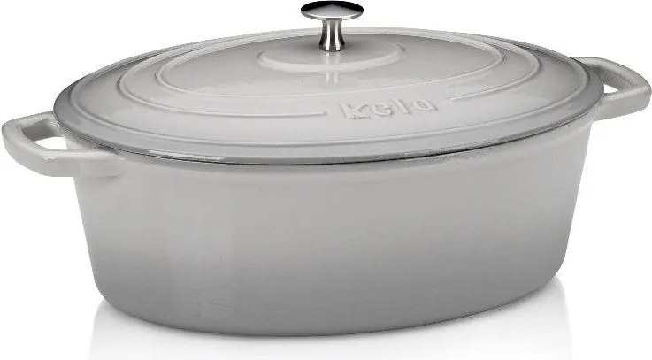 Kela kela pekáč litinový oválný s poklicí calido 35x26 cm světle šedá kl-12608