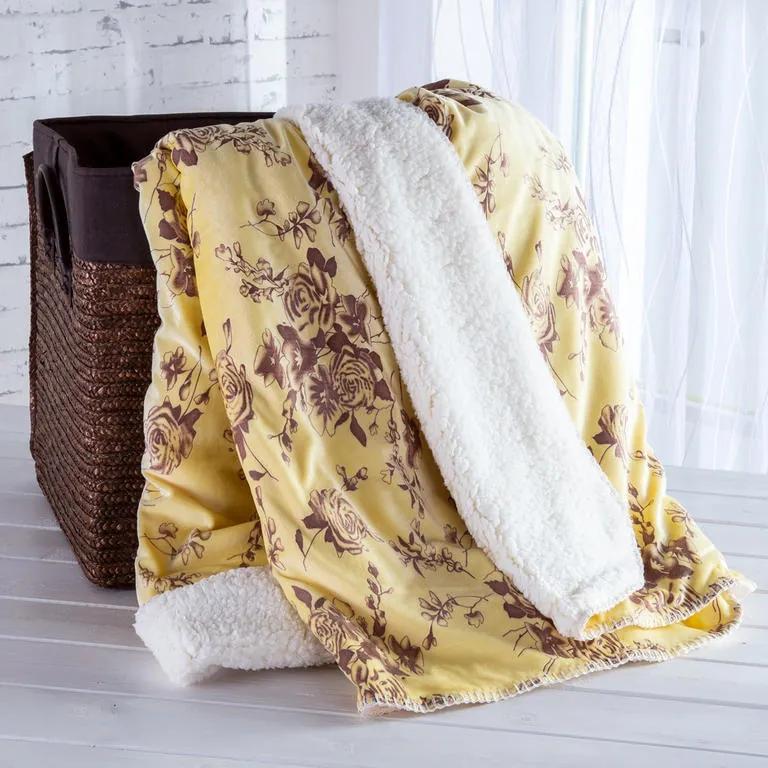 Beránková deka s embosovaným vzorem krémová 140 x 200 cm | BIANO