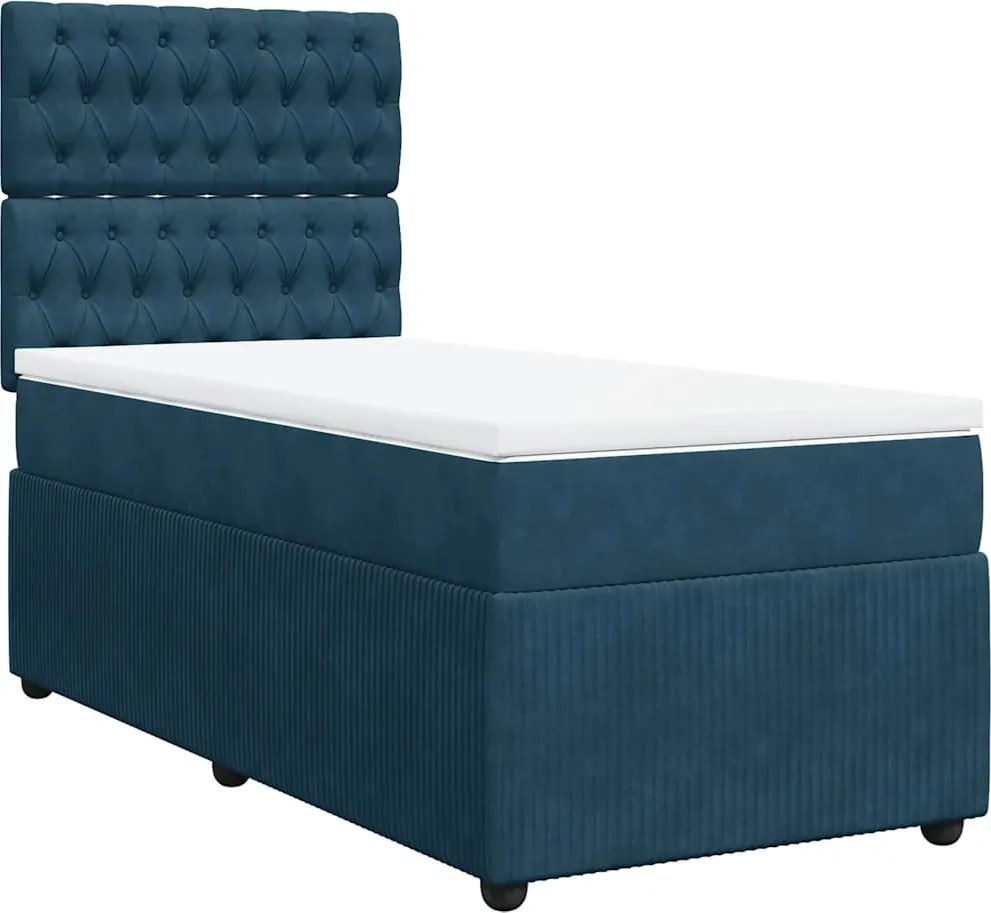 Box spring postel s matrací modrá 80 x 200 cm samet 3294500