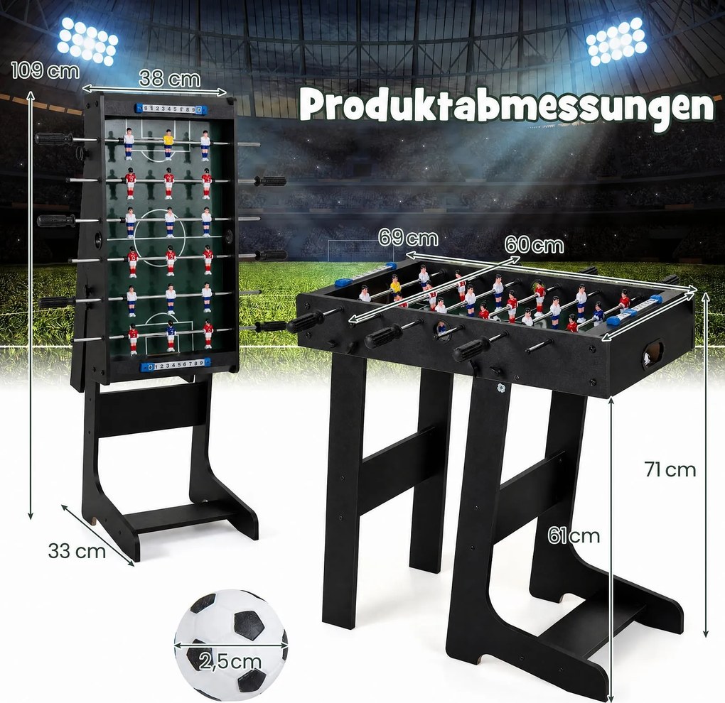 Costway Foosballový stůl Prostorově úsporný s robustní rukojetí