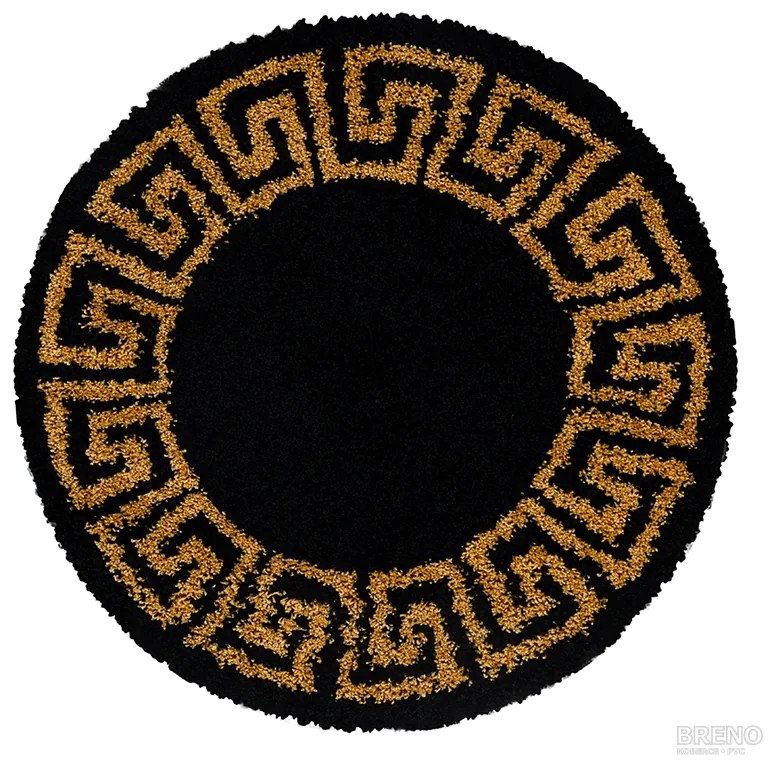 Ayyildiz Hali GmbH Kusový koberec HERA kruh 3301 Gold, Černá, Vícebarevné, 120 x 120 cm