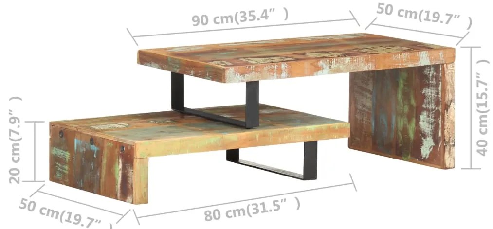 vidaXL Marketos 2dílná sada konferenčních stolků masivní recyklované dřevo