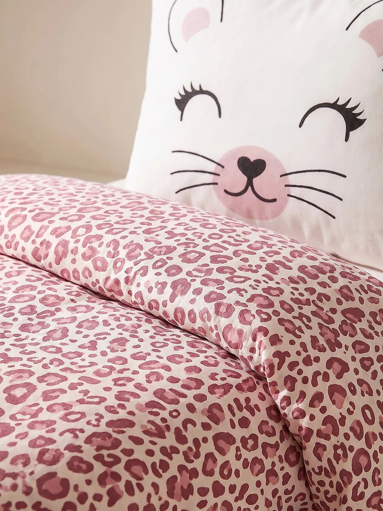 Sinsay - Bavlněné ložní povlečení s leopardím vzorem - růžová
