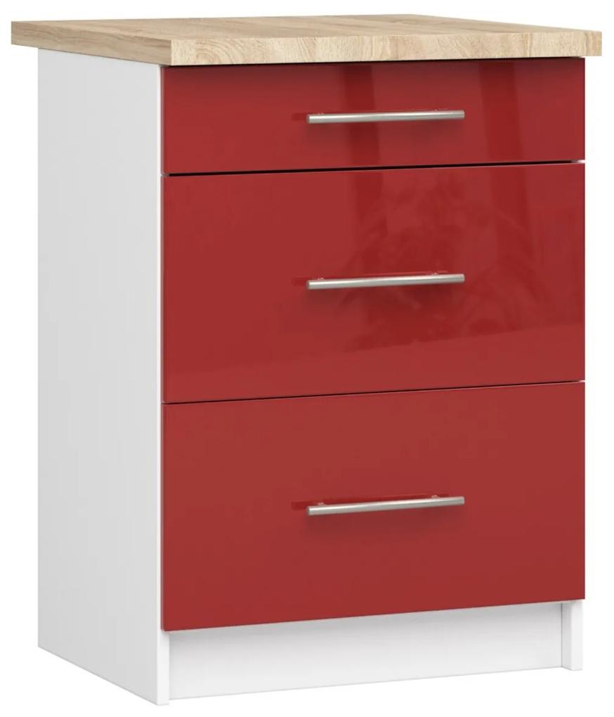 Kuchyňská skříňka Olivie S 60 cm 3S bílo-červená
