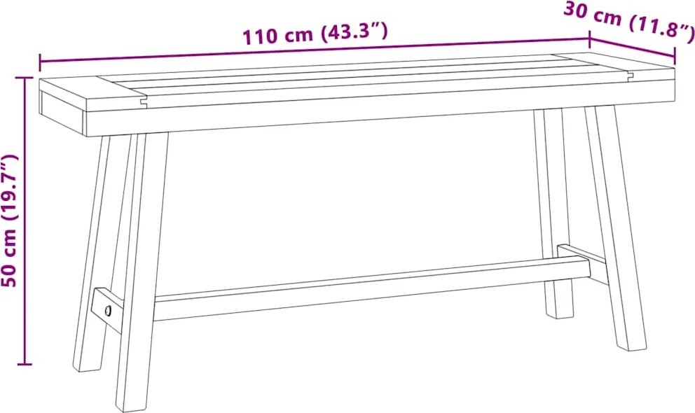 Lavice 110 cm masivní teakové dřevo 340743