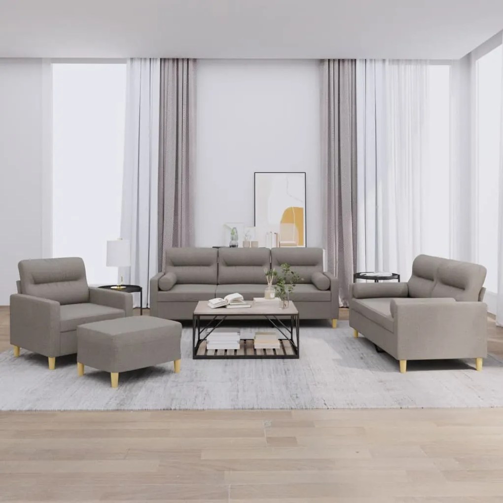 4dílná sedací souprava s polštáři taupe textil 3201567