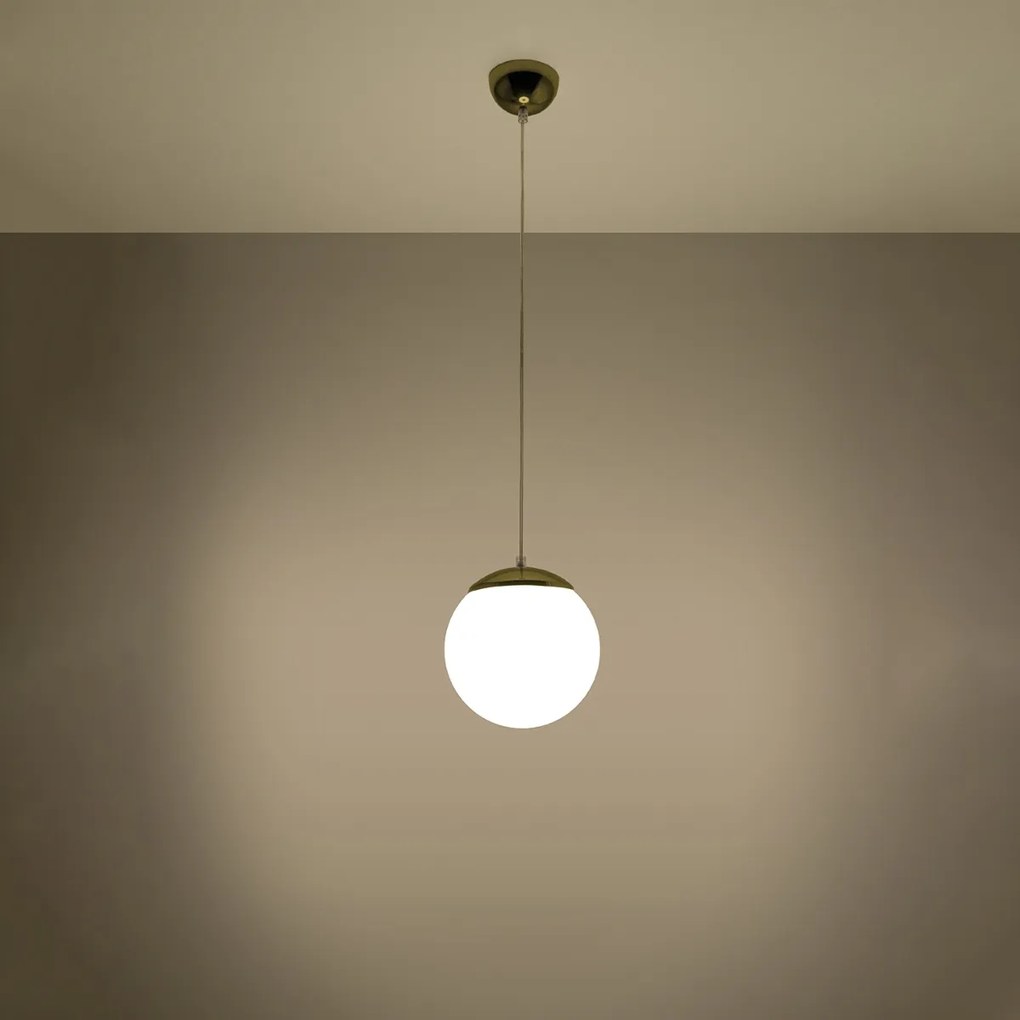 Závěsné svítidlo Ugo, 1x bílé skleněné stínítko, (fi 20 cm), g