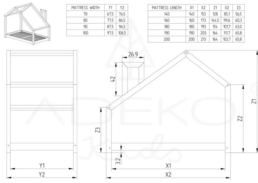 Domečková postel z borovicového dřeva Adeko Mila DMS, 80 x 160 cm