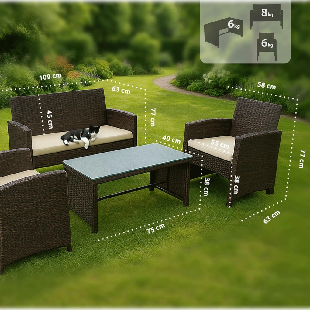 Sedací souprava Ramunda - hnědá