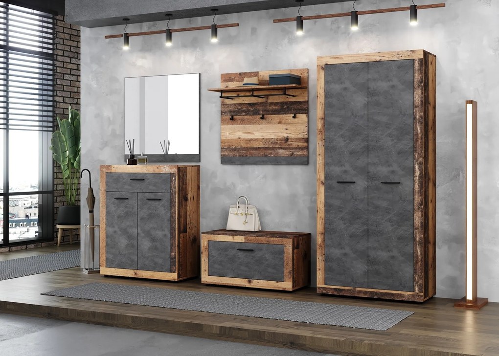 Botník Luna 90 cm dub Matera tmavý/šedý