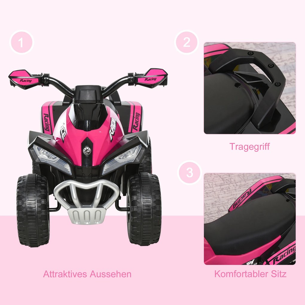 HOMCOM skluzavka auto dětské vozidlo šlapací auto světlo hudba 18-36 měsíců plast ocel růžová 67.5x38x44cm