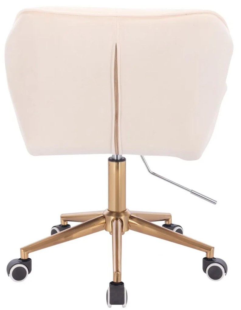 LuxuryForm Židle MILANO VELUR na zlaté podstavě s kolečky - krémová