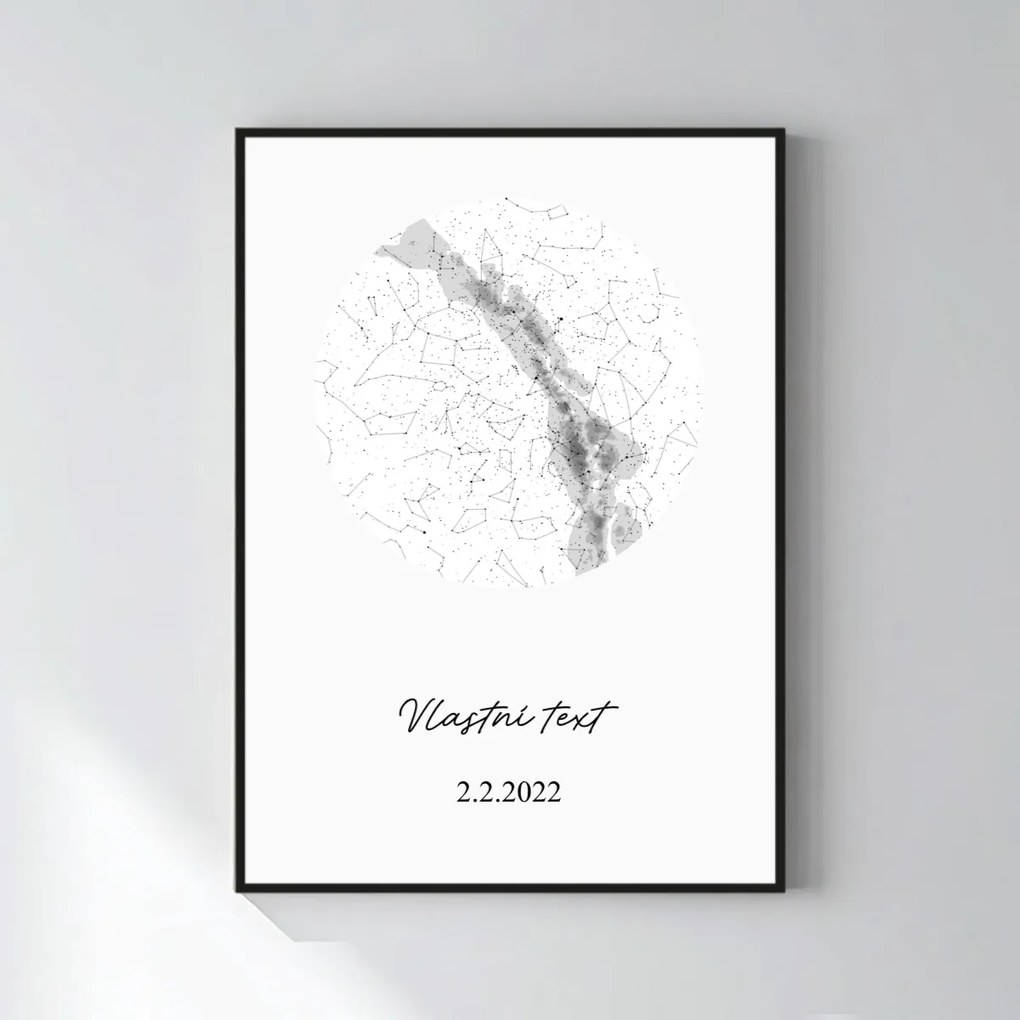 Personalizovaný magický fotoobraz v rámu - 50x70 - hvězdná mapa