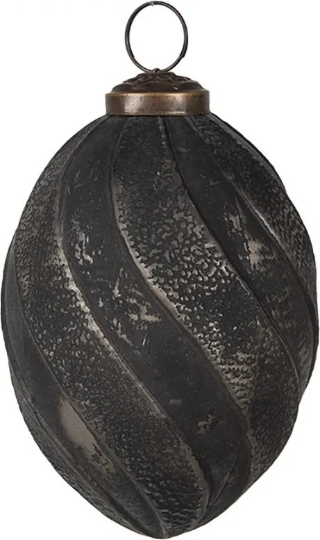 Granitová antik skleněná vánoční ozdoba šiška Noirre - Ø 7*10 cm