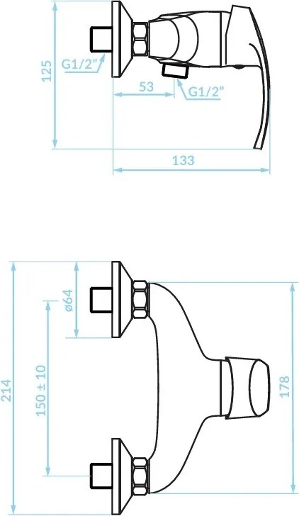 Kuchinox Kakadu, nástěnná sprchová baterie bez sprchového setu, bílá, LAV-BKK_640D