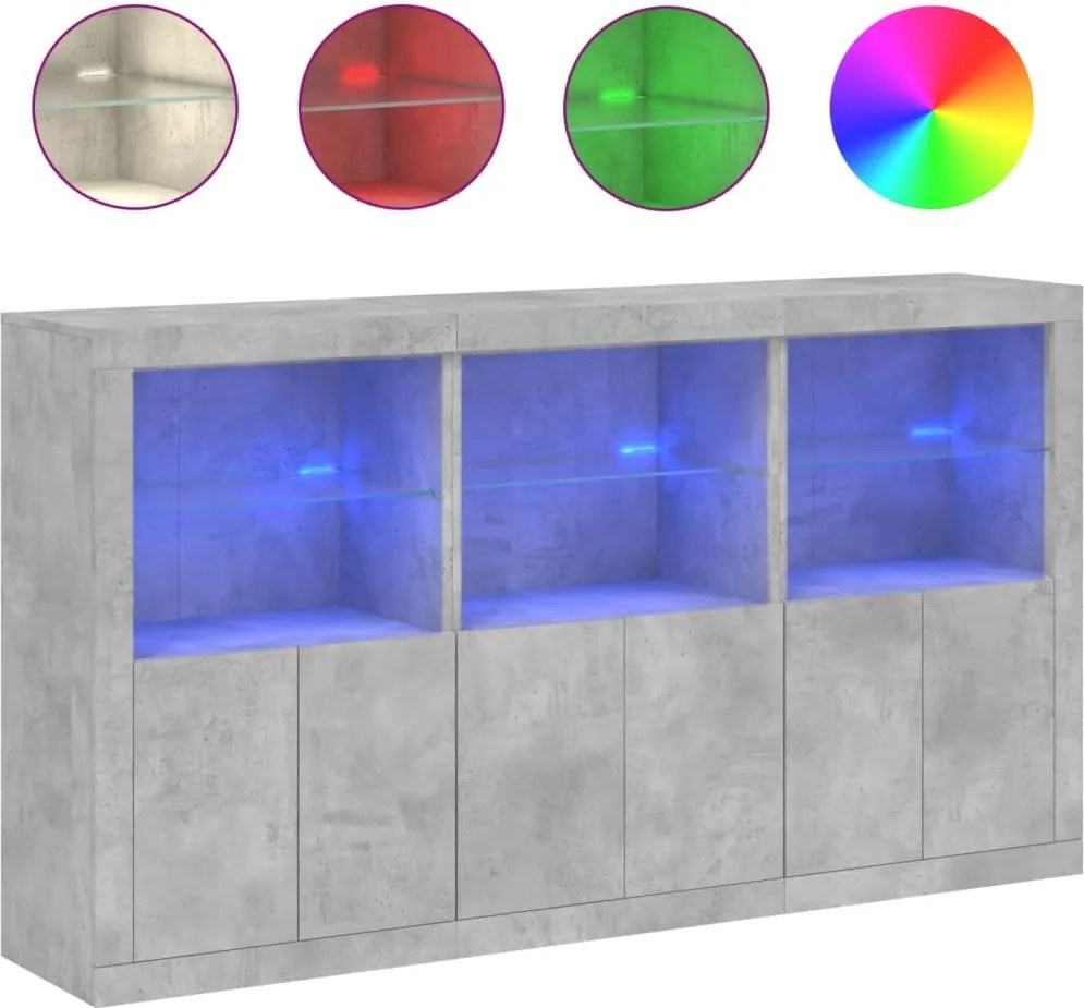 Příborník s LED osvětlením betonově šedý 181,5 x 37 x 100 cm 3209152