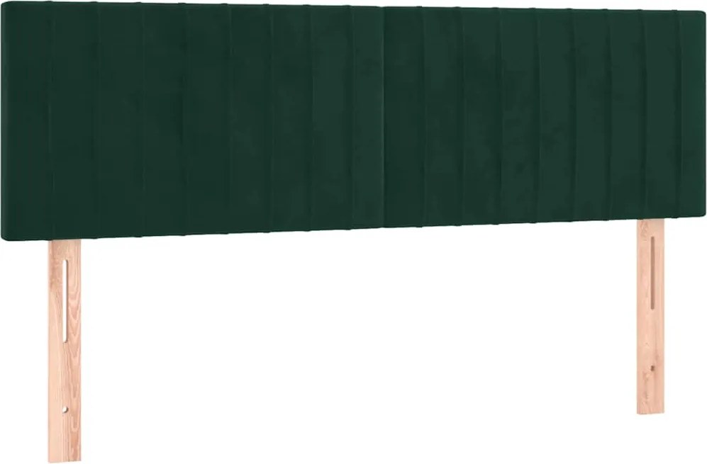 Box spring postel s matrací a LED tmavě zelená 140x200 cm samet 3134528
