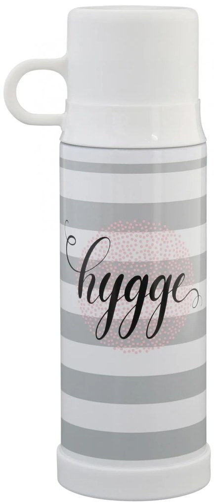 Krasilnikoff Termoska Hygge 500 ml, šedá barva, bílá barva, kov