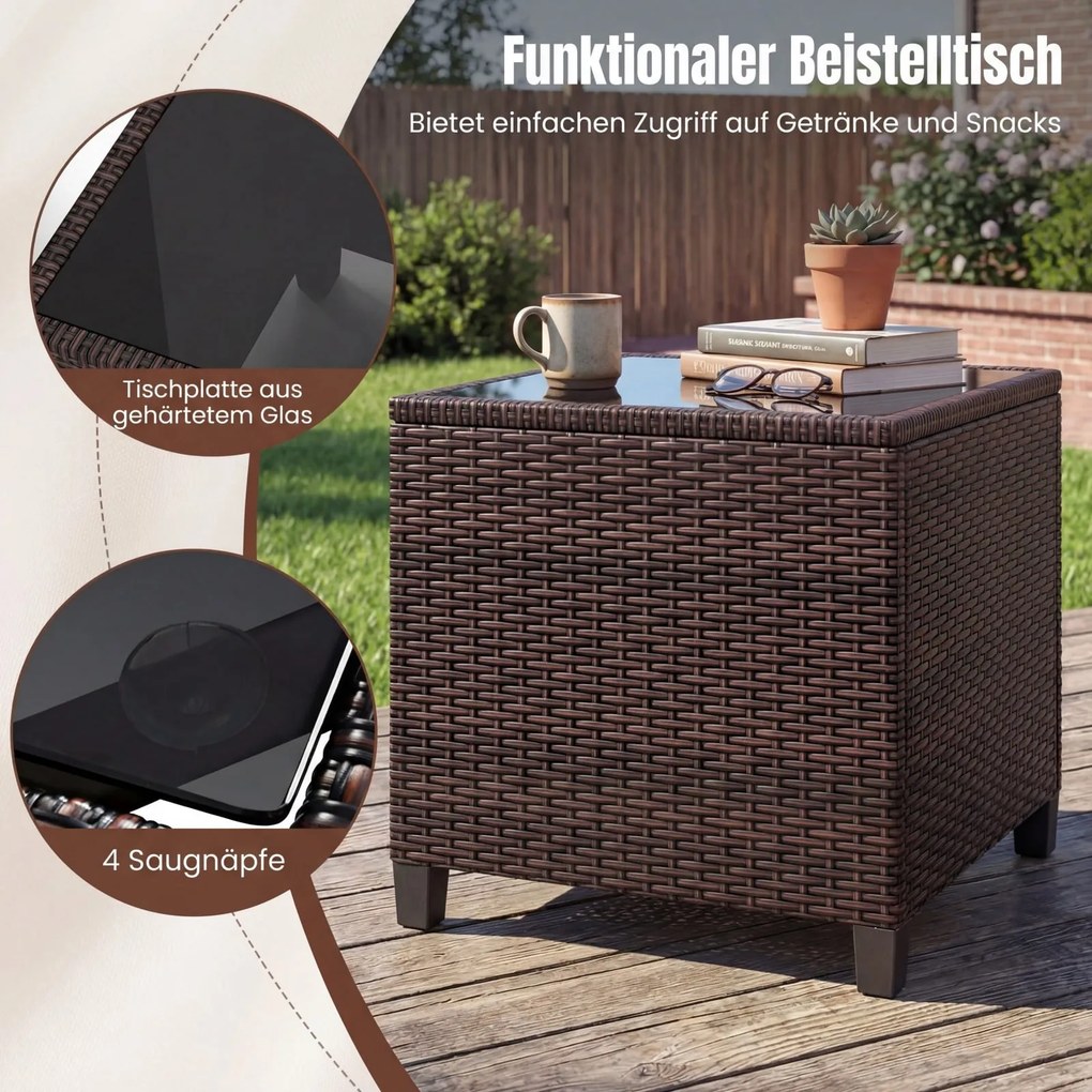 Costway 3-dílný. Ratanová sada Gartenmöbel inkl. 2 Sessel a 1 Beistelltisch