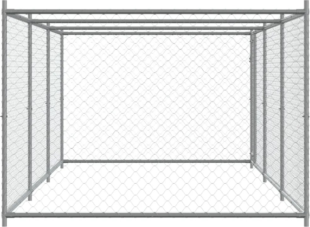 Klec pro psy s dvířky šedá 6 x 2 x 1,5 m pozinkovaná ocel 3209579