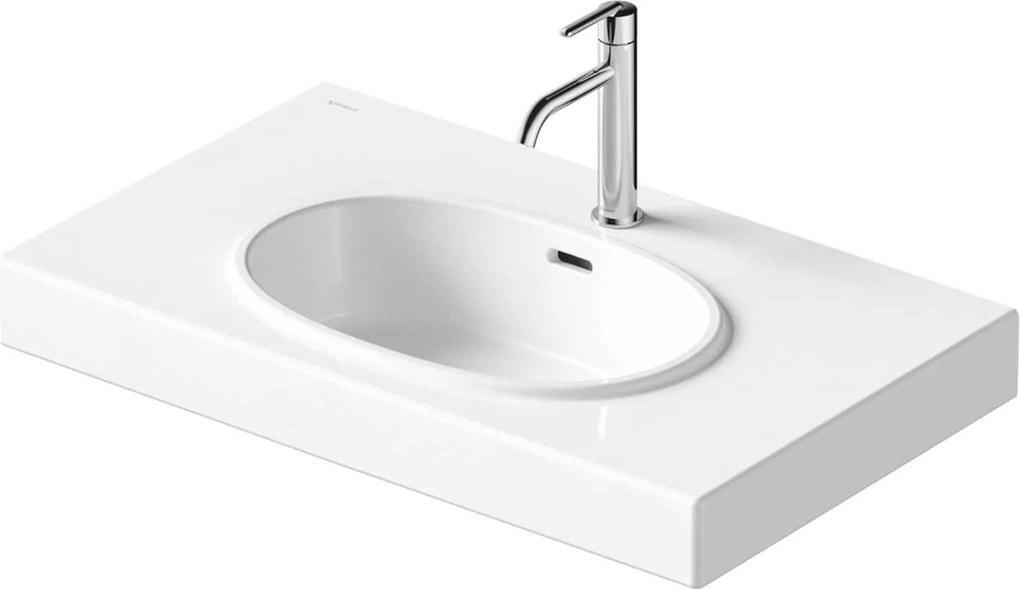 Duravit Balcoon - Umyvadlo 80x48 cm, s přepadem, otvor pro baterii, s výpustí, DuraShield, matná bílá 241280AC00
