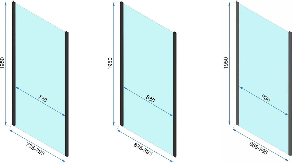 Rea Rapid, pevná stěna pro sprchový kout Rapid 90 x 195 cm, 6mm čiré sklo, zlatý profil, REA-K5624
