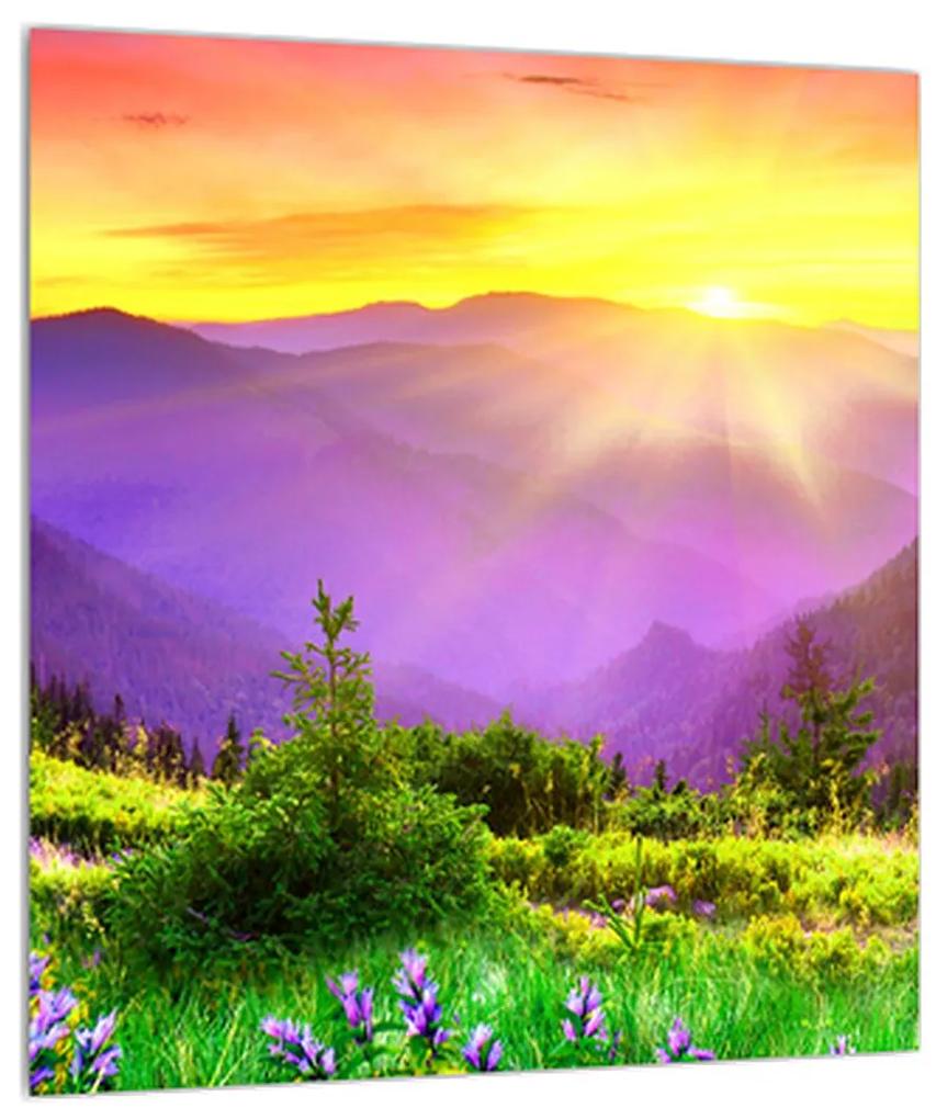 Obraz horské krajiny s východem slunce (30x30 cm)
