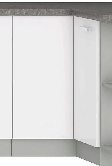 Dolní rohová kuchyňská skříňka Bianka 90DN, bílý lesk