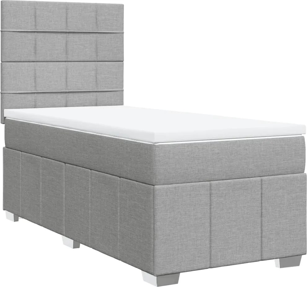 Box spring postel s matrací světle šedá 80 x 200 cm textil 3293795