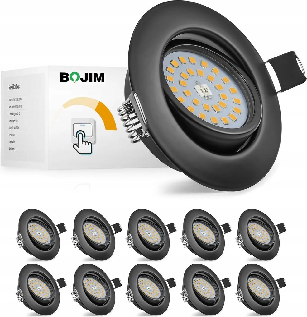 Led světlomety stmívatelné černé 5.5W 3000K 600lm stropní 10x zapuštěné