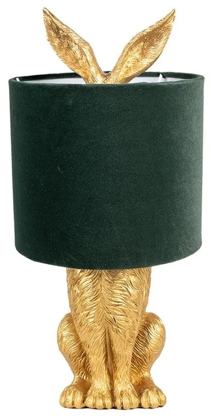 Zlatá stolní lampa králík s tmavě zeleným stínidlem Rabbi - Ø 20*43 cm
