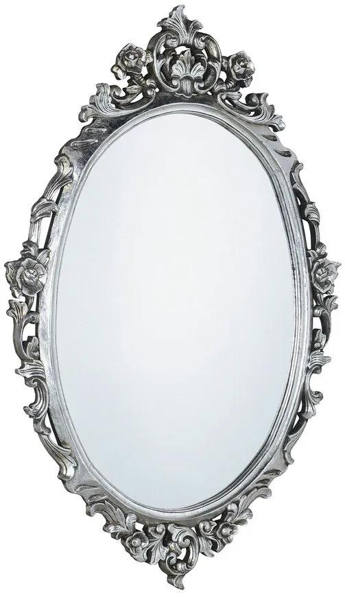 Sapho DESNA oválné zrcadlo ve vyřezávaném rámu, 80x100cm, stříbrná - IN344