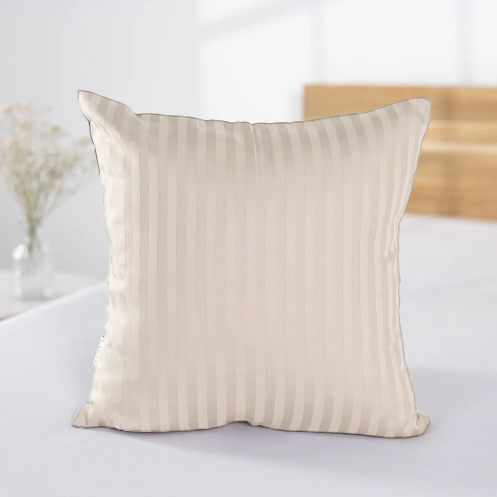 Damaškový saténový povlak na polštář Pruh 10 mm - Champagne Velikost: atypický 40 x 60
