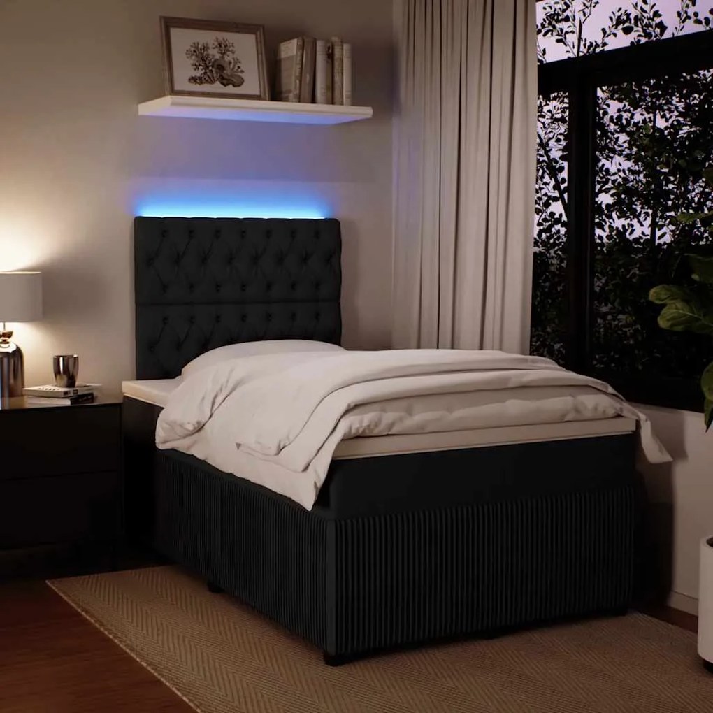 Box spring postel s matrací černá 120 x 190 cm samet 3294594