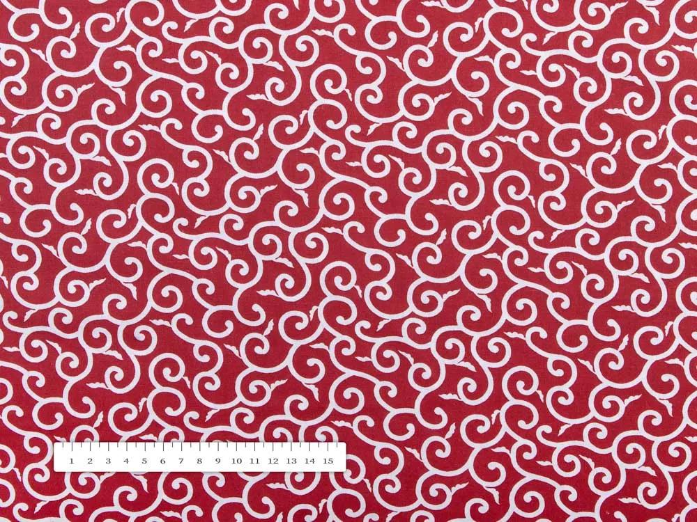 Biante Bavlněný běhoun na stůl Sandra SA-259 Ornamenty na rubínově červeném 20x140 cm