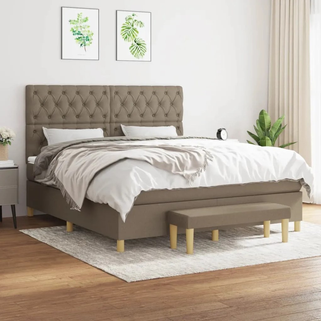 Box spring postel s matrací taupe 160x200 cm textil 3137409