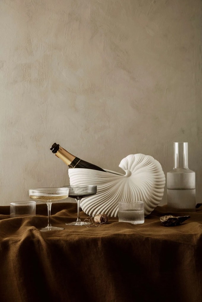 Ferm Living Skleničky Ripple Low Clear 200 ml – set 4 ks, čirá barva, sklo