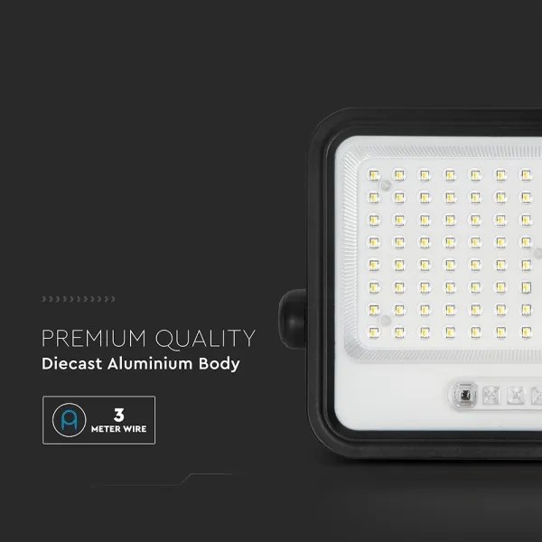LED Stm. solární reflektor LED/200W/3,2V IP65 10000 mAh černá + dálkové ovládání
