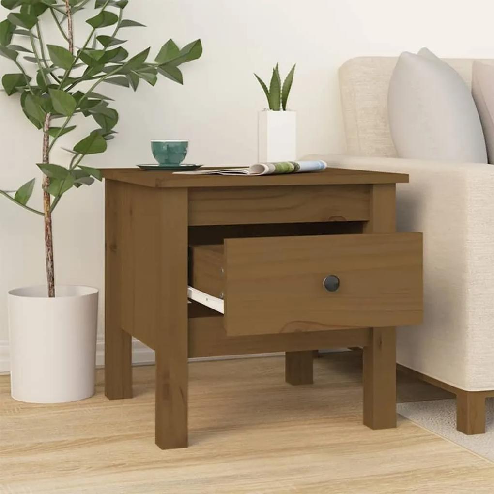 Odkládací stolek medově hnědý 40 x 40 x 39 cm masivní borovice - Default Title