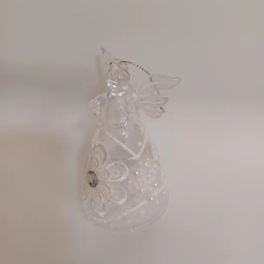 Skleněný anděl 7 × 11 cm čiré sklo
