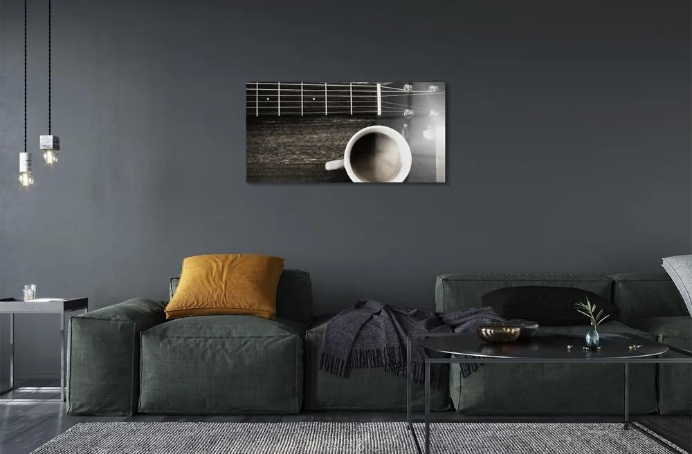 Obraz na skle coffee kytara 100x50 cm